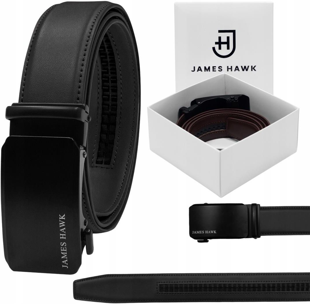 Męski skórzany pasek do spodni Automat Czarny James Hawk 110 cm - Ceny ...