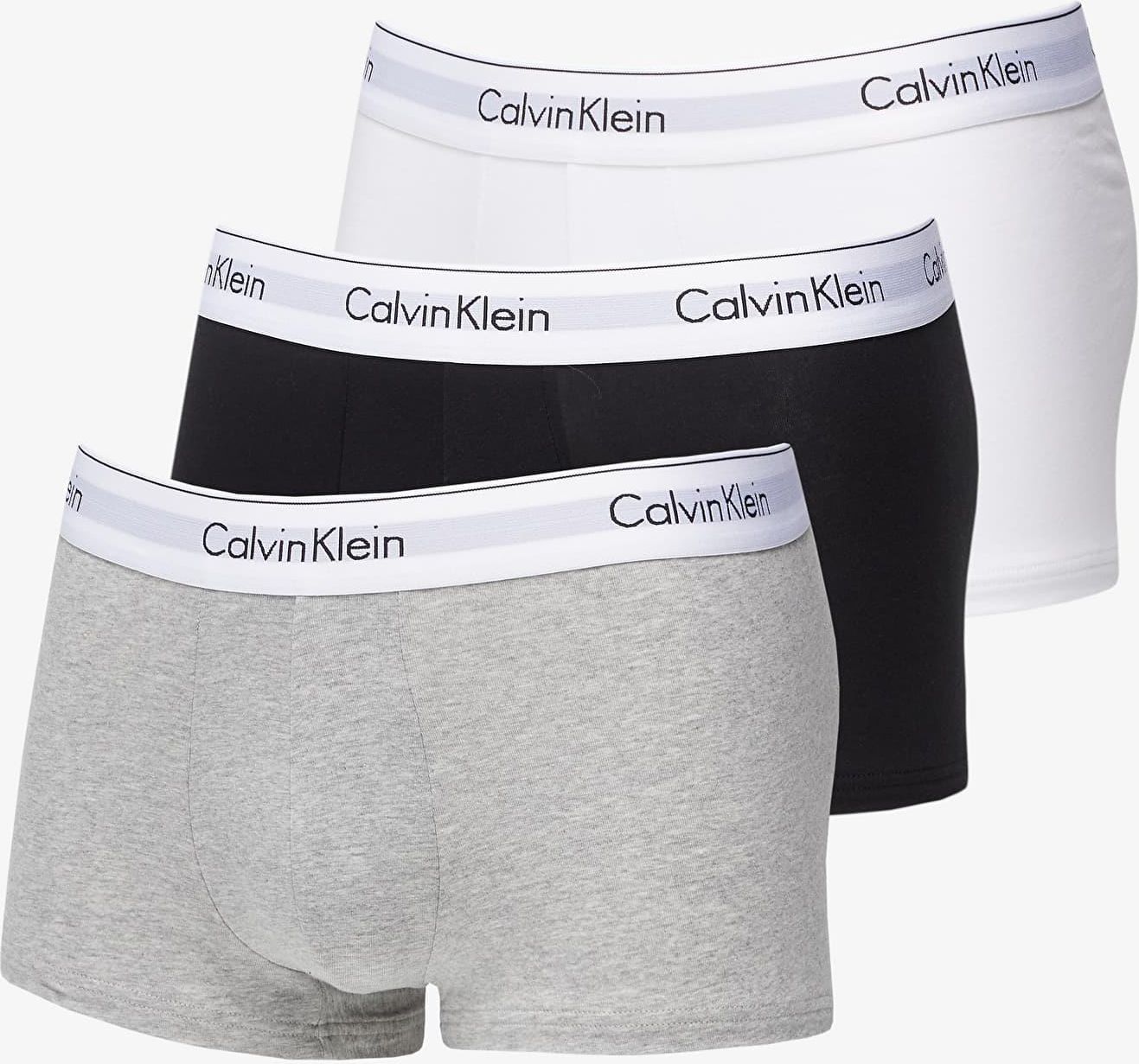Calvin Klein Modern Cotton Stretch Low Rise Trunk 3-Pack Black/ White/ Grey Heather - Ceny i ...