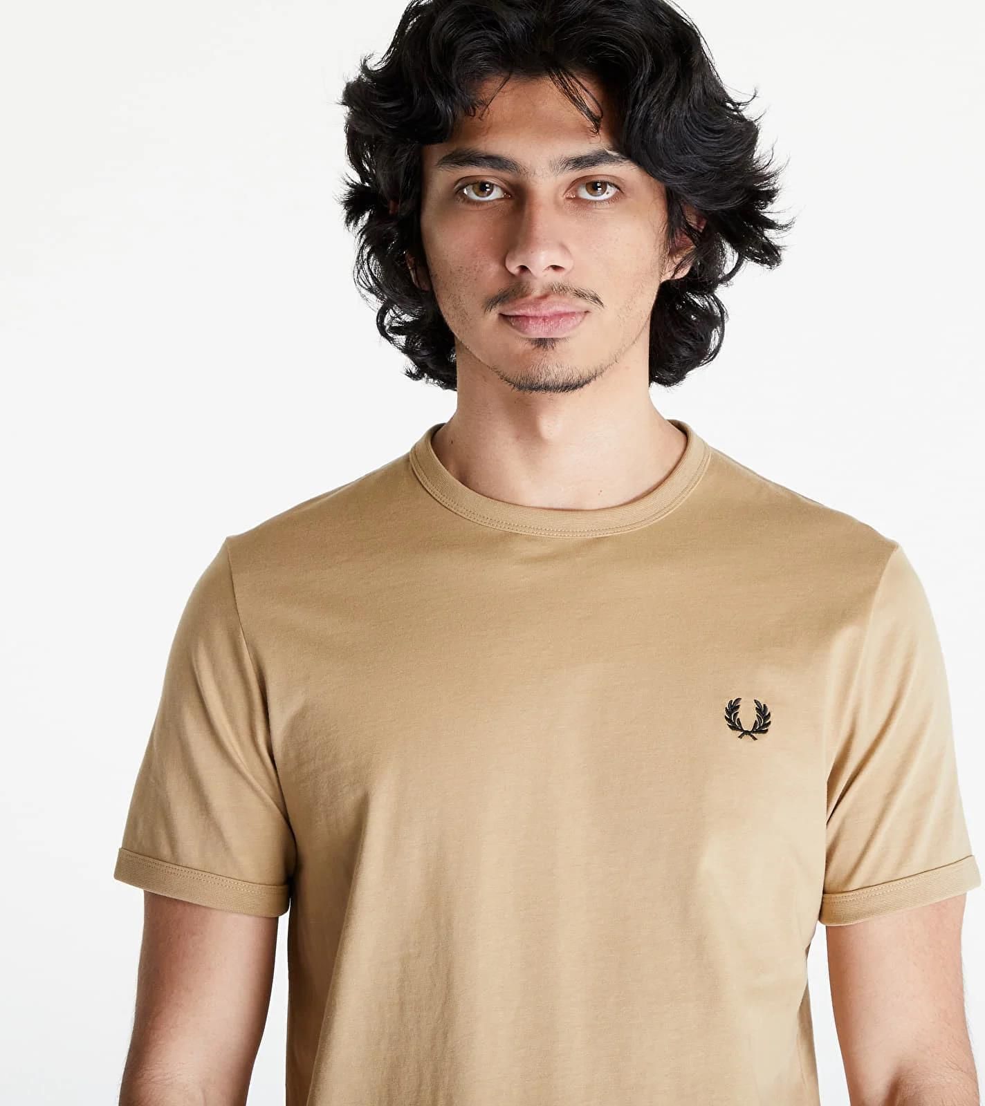 FRED PERRY Ringer T-Shirt Warm Stone/ Black - Ceny i opinie - Ceneo.pl