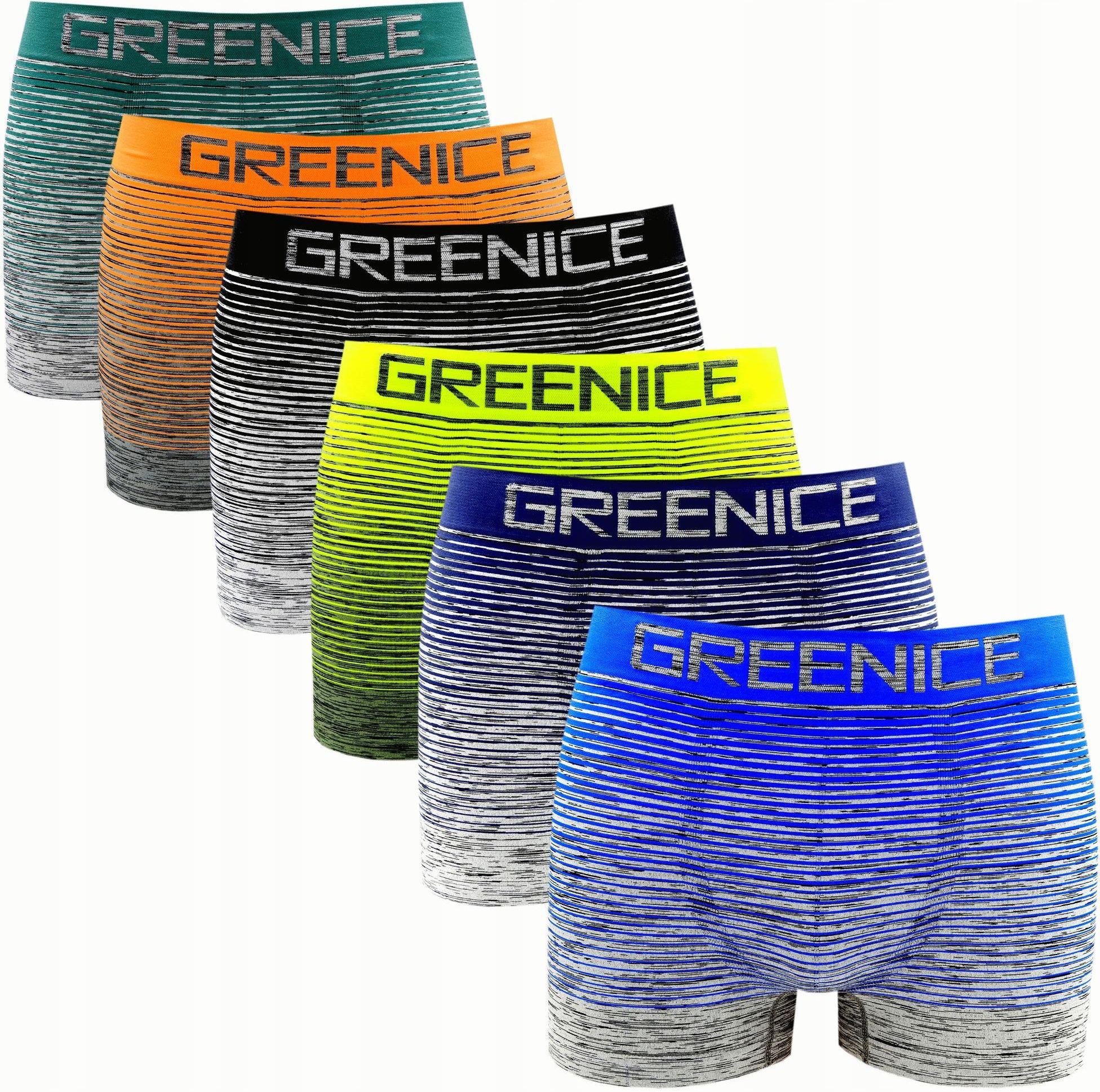 6x Bokserki Męskie Bezszwowe Majtki Elastyczne Greenice Rozmiar M/L ...