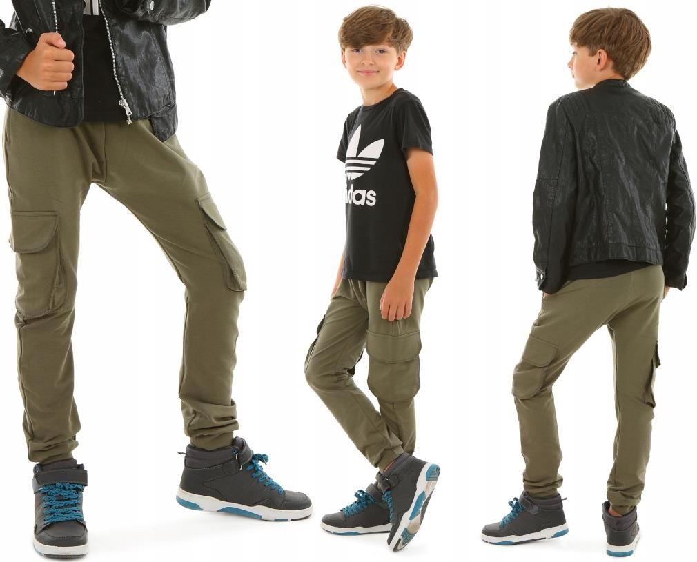 Spodnie dresowe Baggy bojówki 134 Kropek Khaki - Ceny i opinie - Ceneo.pl