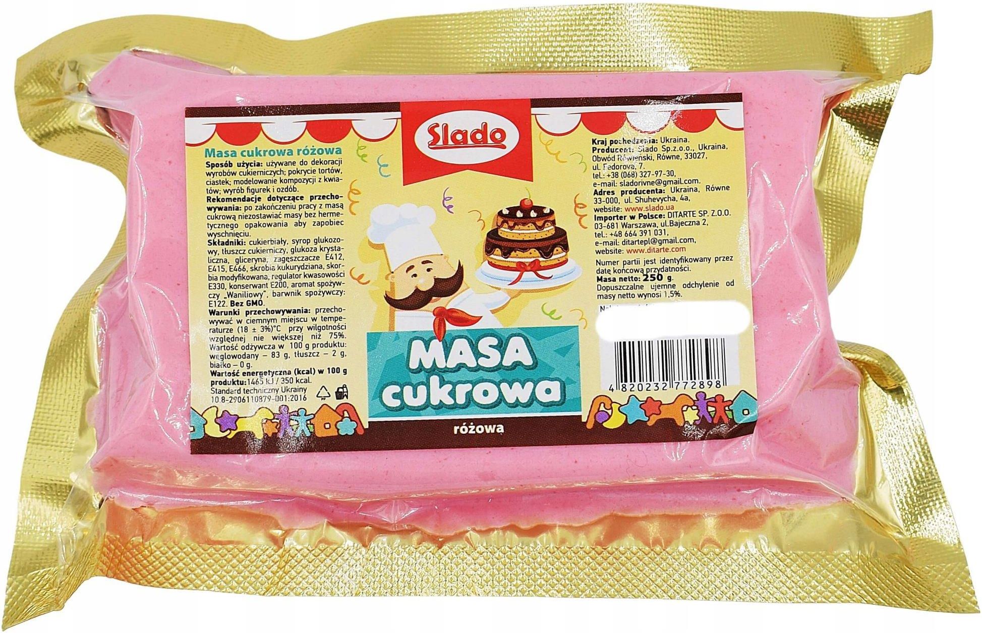 Slado Masa Cukrowa Różowa 250g Lukier Plastyczny Do Tortów Figurek ...