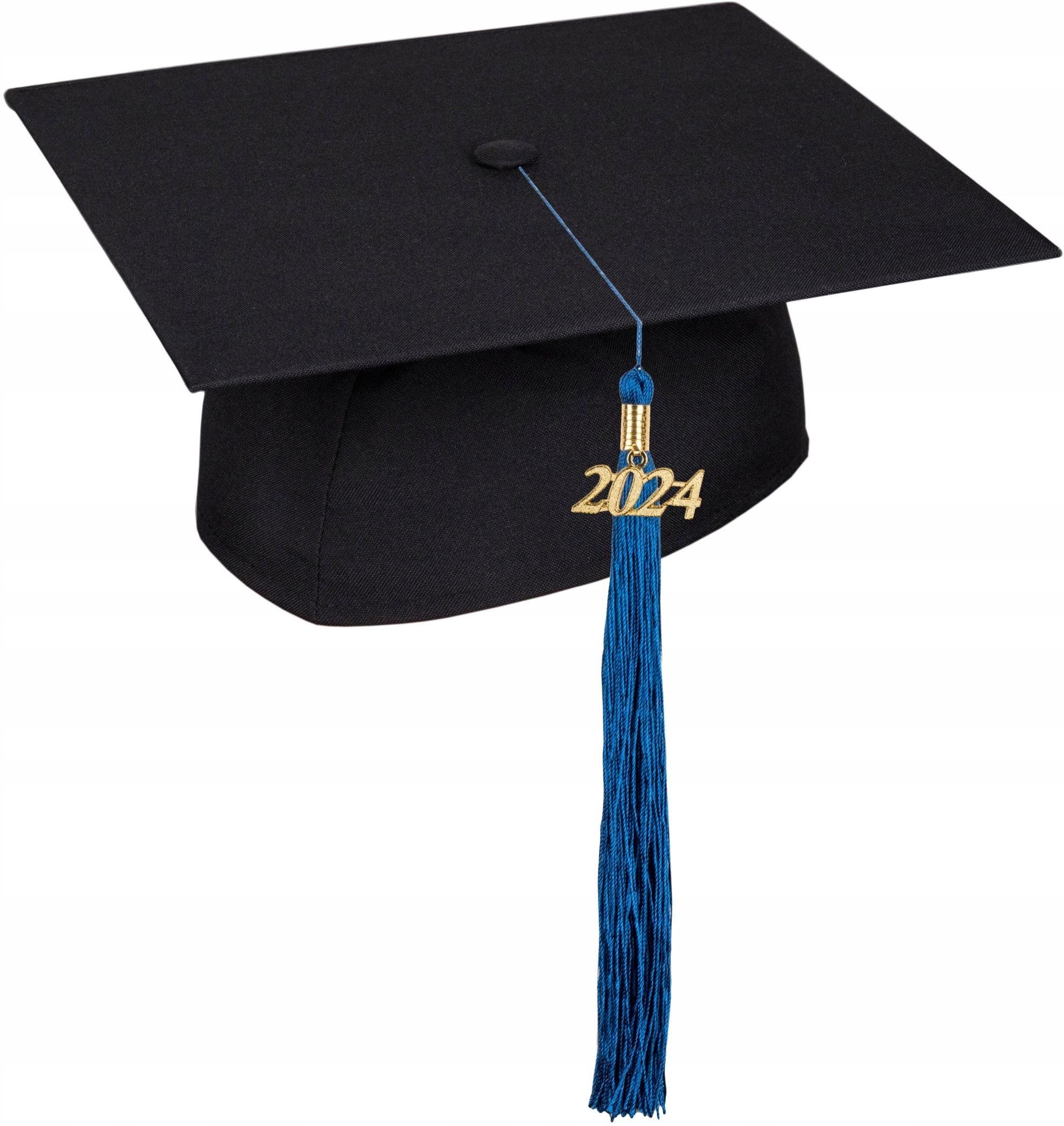 Czapka Studenta Biret Absolwenta Z Niebieskim Frędzlem I Brelokiem 2024 ...