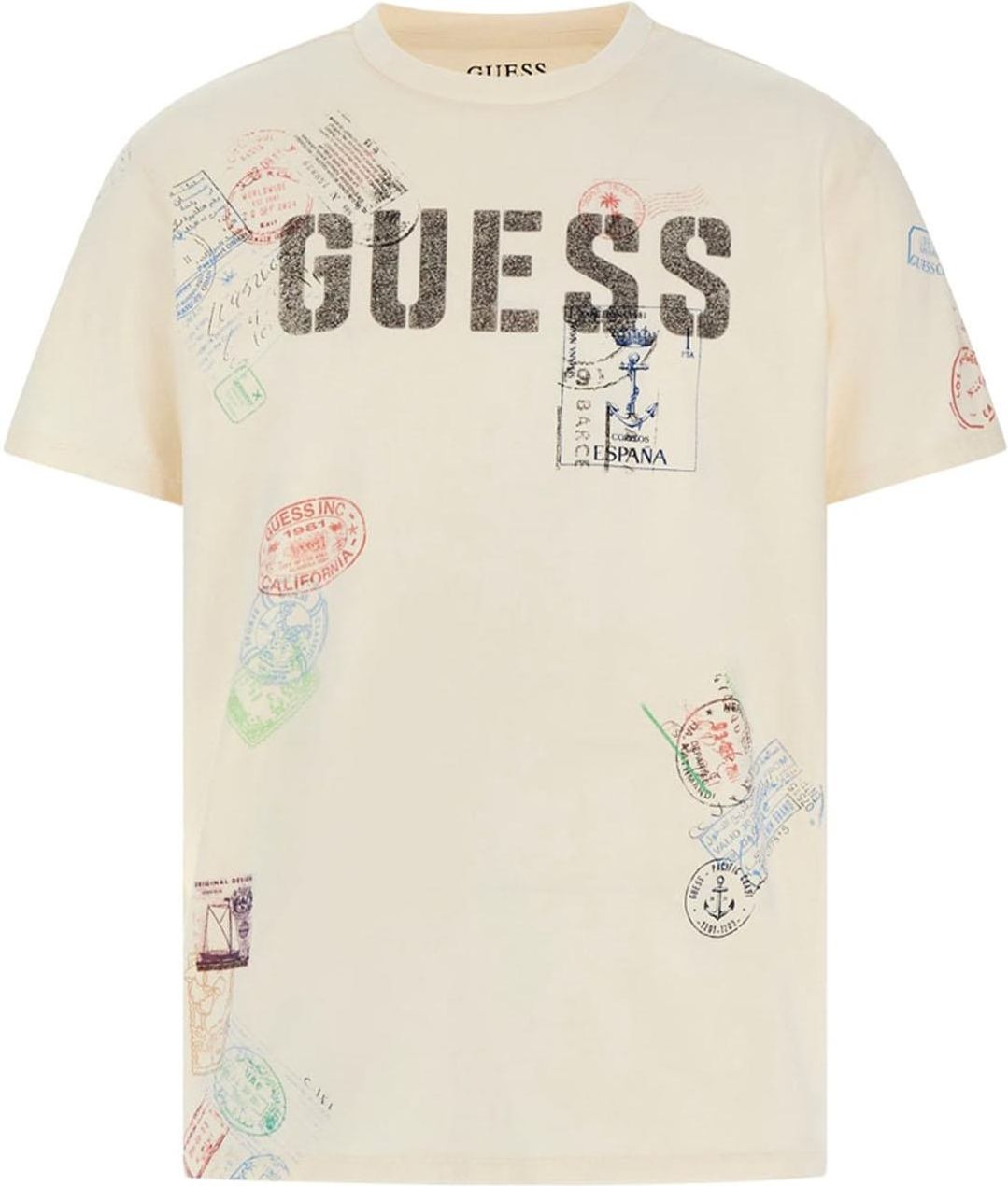 Męska Koszulka z krótkim rękawem Guess SS Bsc World Stamps Tee ...