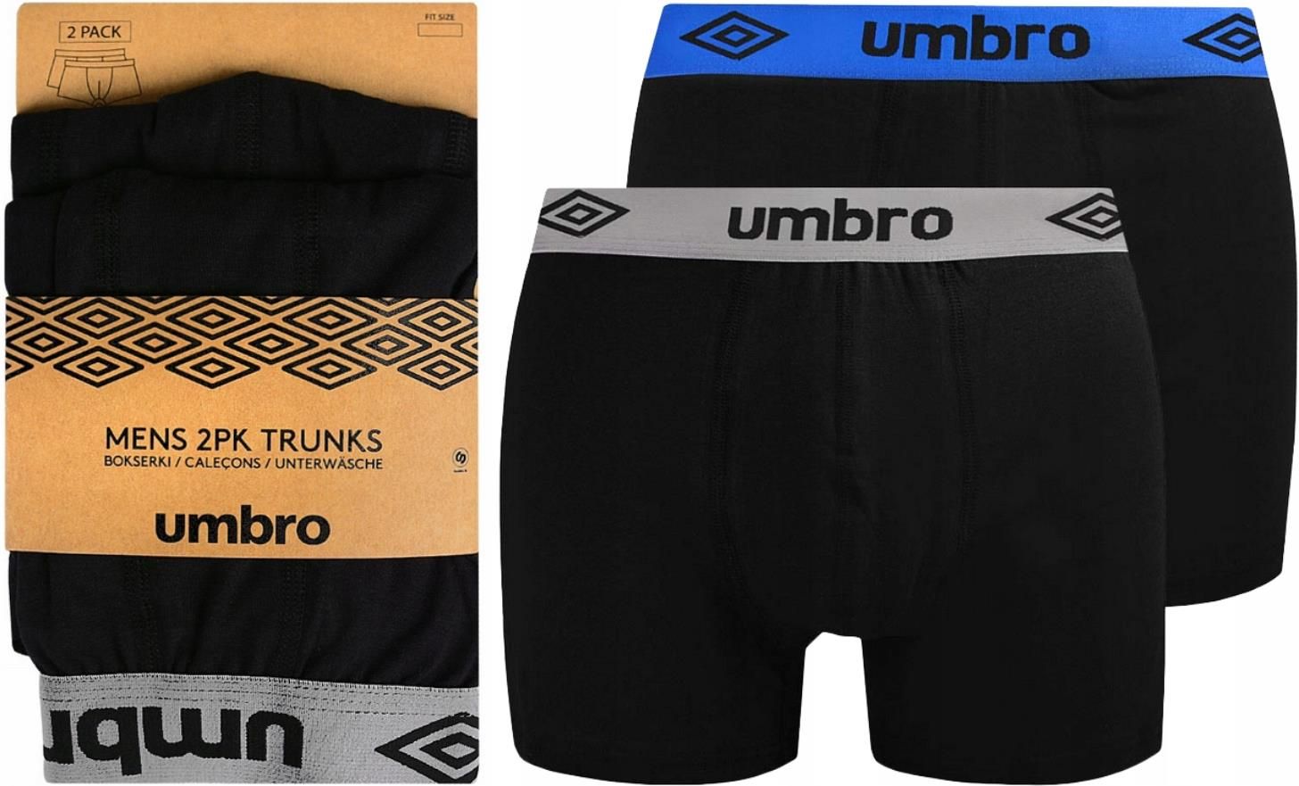 Umbro Bokserki Męskie Majtki 2PAK Czarne Guma Niebieska Szara XL - Ceny i opinie - Ceneo.pl