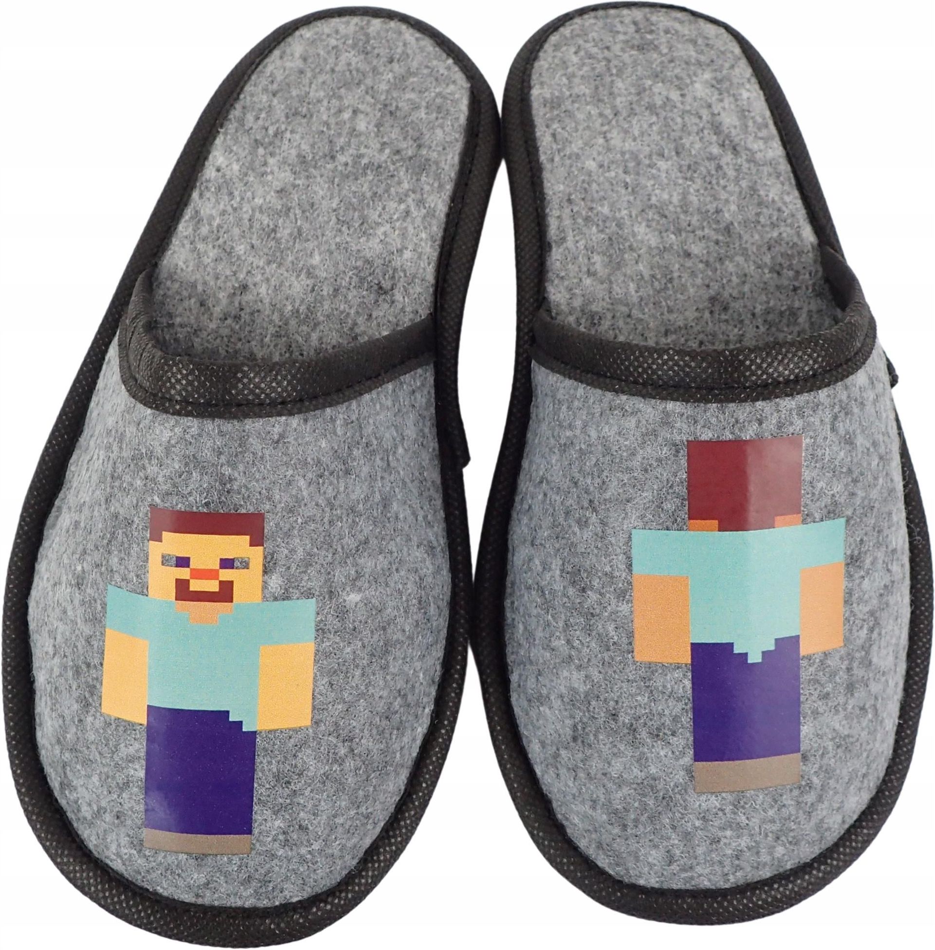 Kapcie Dziecięce Minecraft Filcowe Lekkie, Wsuwane Rozmiary od 28 do 39 ...