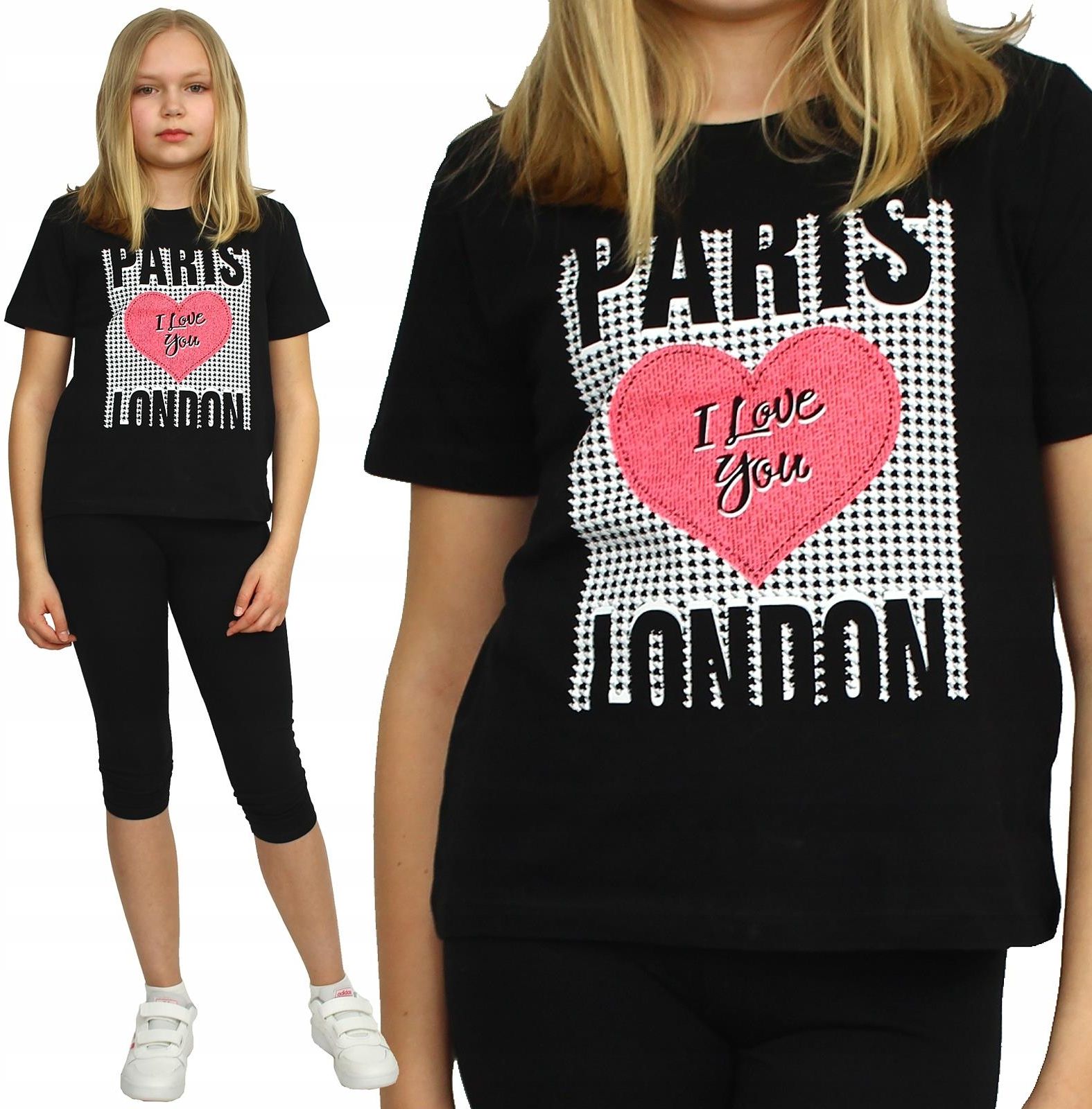 Bluzka T-Shirt Bawełna Nadruki Serce Czarna 164 - Ceny i opinie - Ceneo.pl