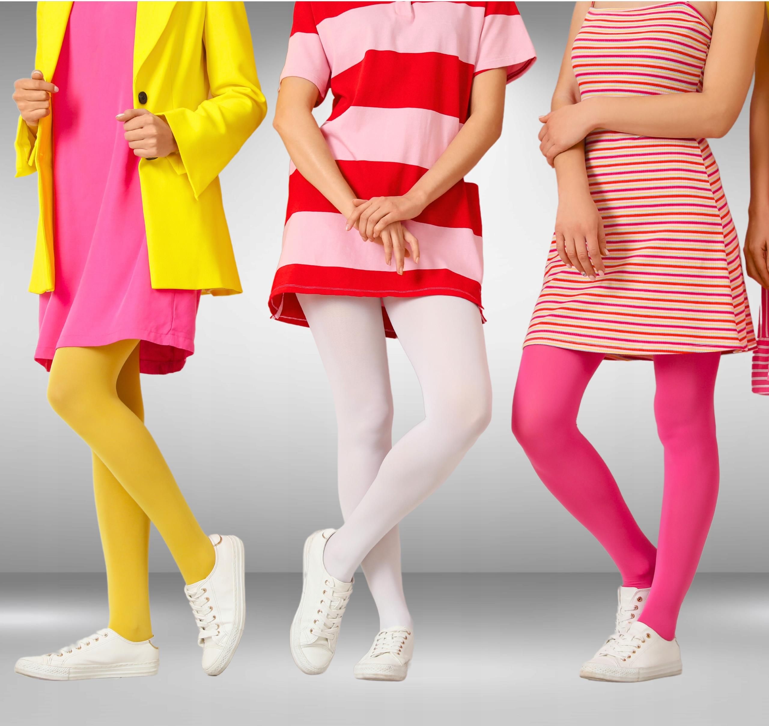 6-pak Rajstopy Bawełniane Dziecięce Kryjące Gładkie Rajtuzy Ciepłe 140/ ...