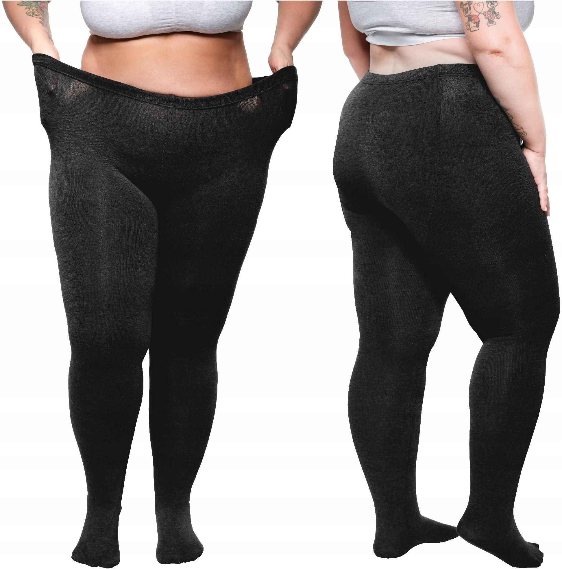 Rajstopy Damskie Ocieplane Grube Ciepłe Plus Size Zimowe Kryjące 2XL ...