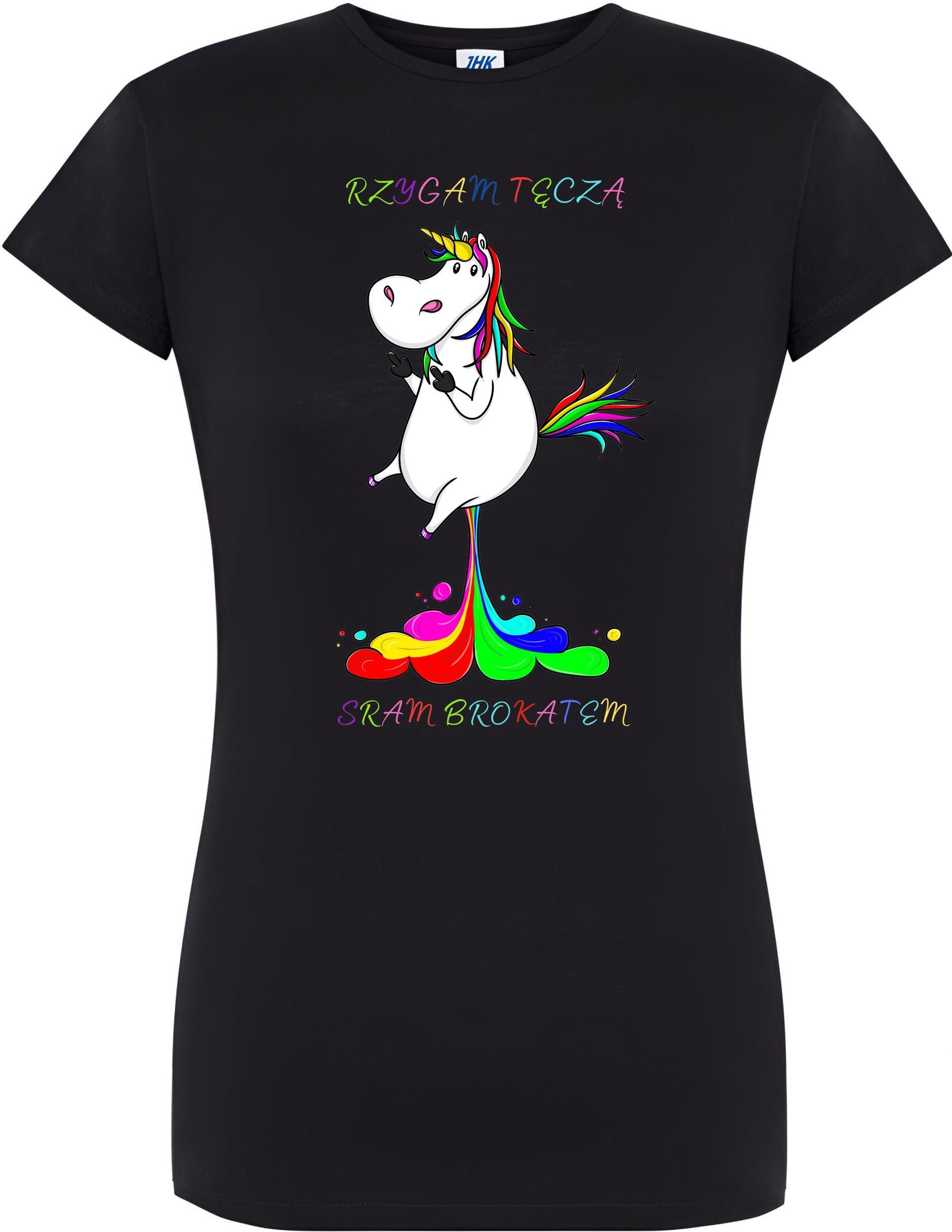 T-shirt Damski Jednorożec Śmieszna Koszulka Czarna R-m A568 - Ceny i ...