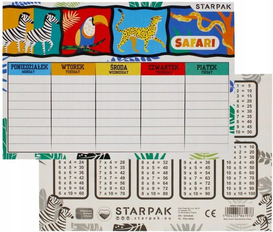 Starpak Plan Lekcji Safari 494009 - Ceny i opinie - Ceneo.pl