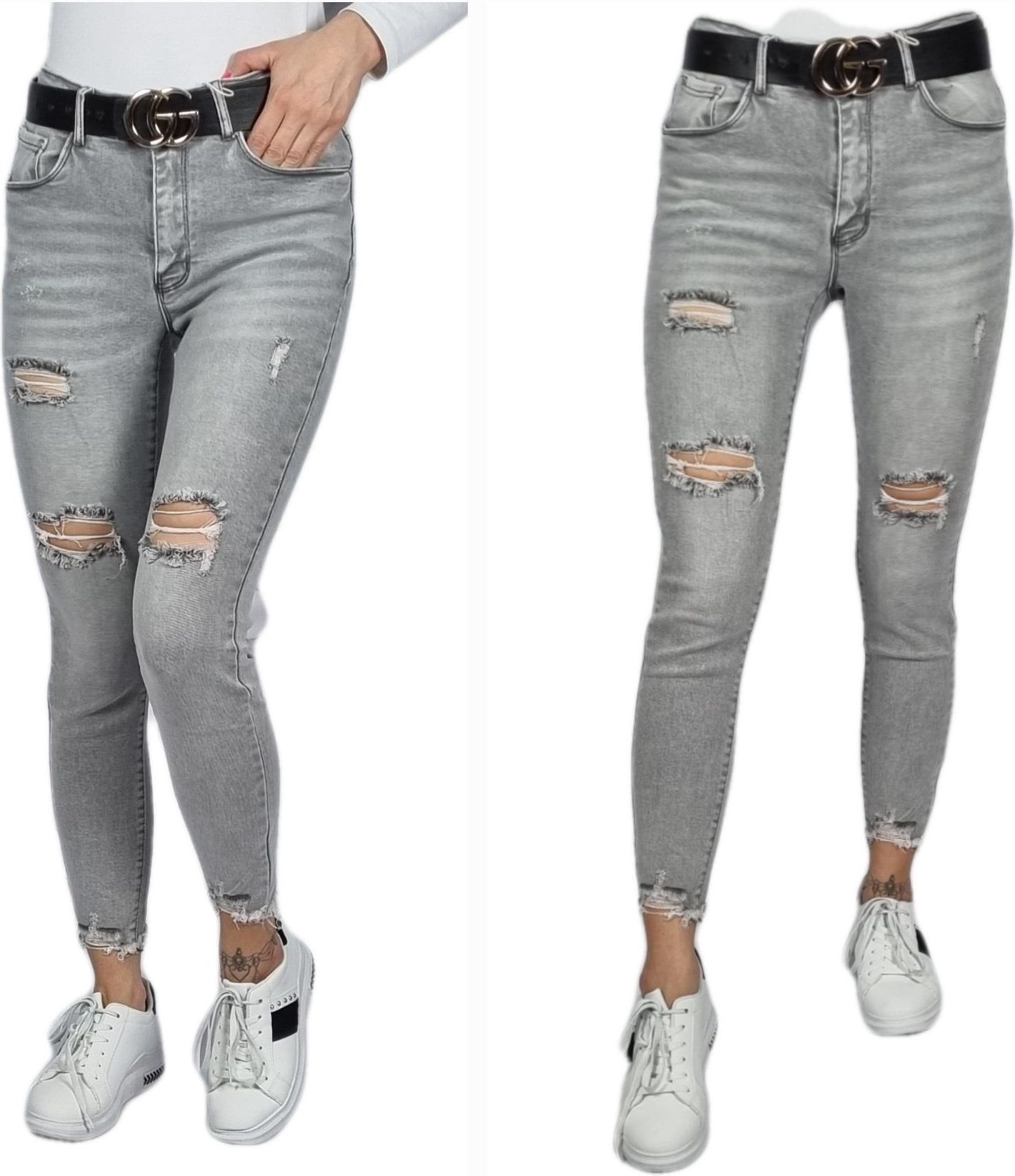 M.sara Spodnie Jeans Z Dziurami Plus Size 31/XL - Ceny i opinie - Ceneo.pl