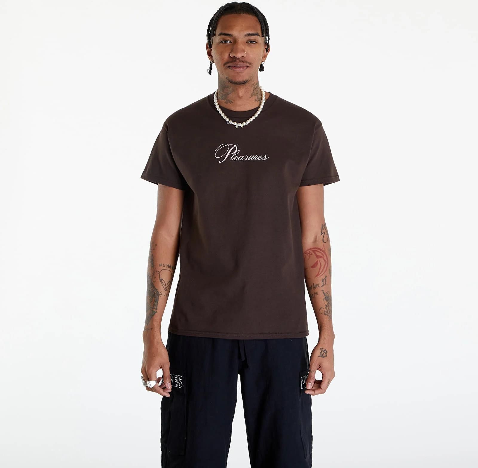 PLEASURES Stack T-Shirt Brown - Ceny i opinie - Ceneo.pl