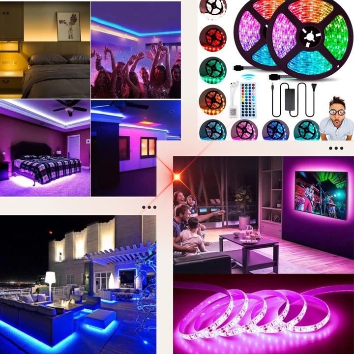 TAŚMA LED 20M Ledy RGB 5050 APLIKACJA Listwa RGBW 230v 12v MOCNA NA ...