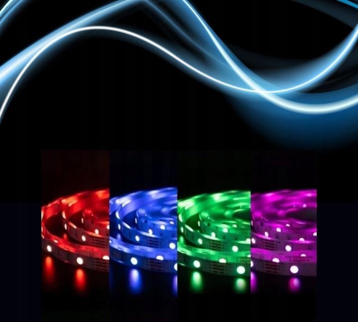 Listwa zasilająca TAŚMA LED 10M RGB LEDY 5050 LISTWA 230v 12v KOLOROWA ...