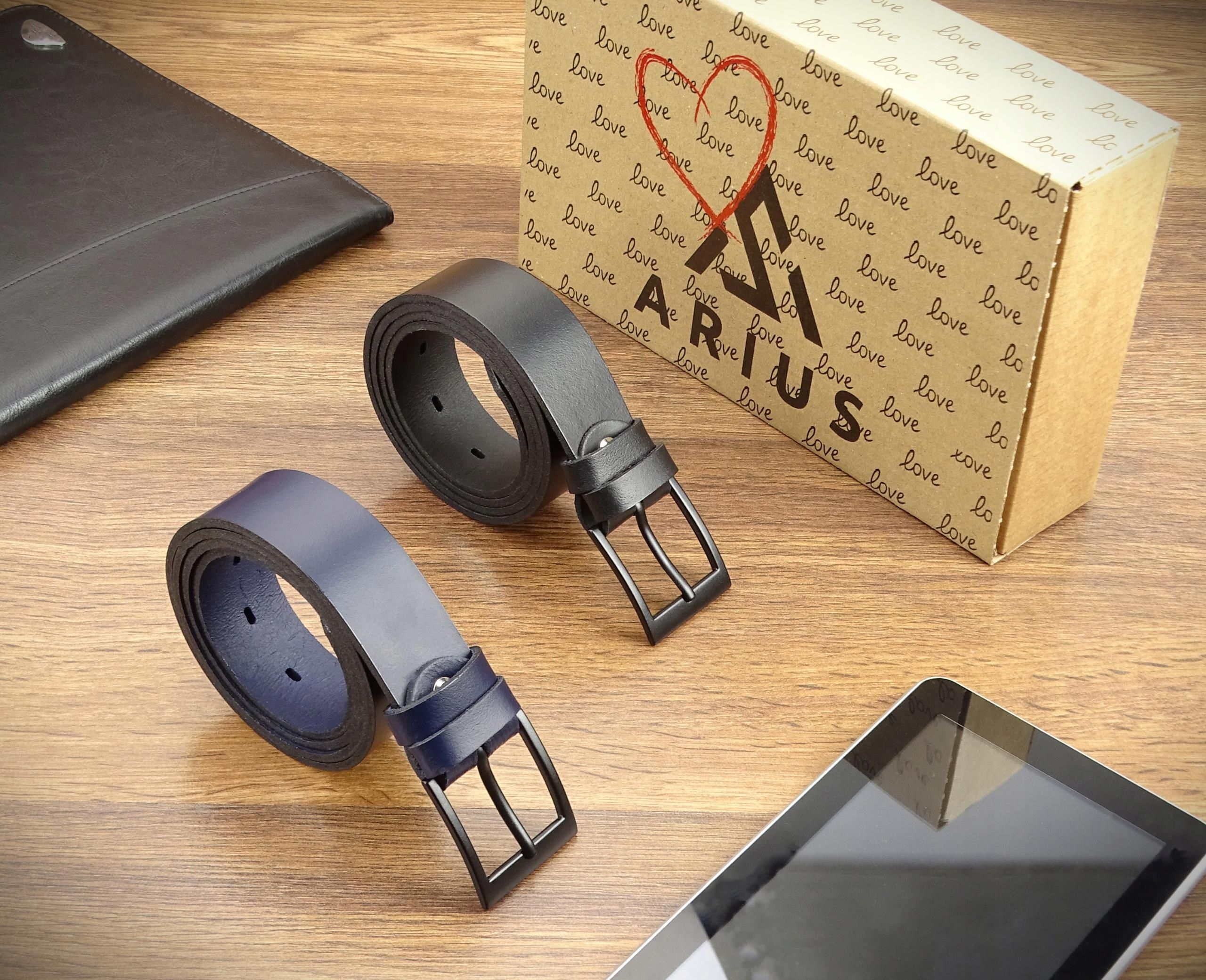 Polski Skórzany pasek męski klasyczny dwupak Czarny i Granat 2w1 - Ceny ...