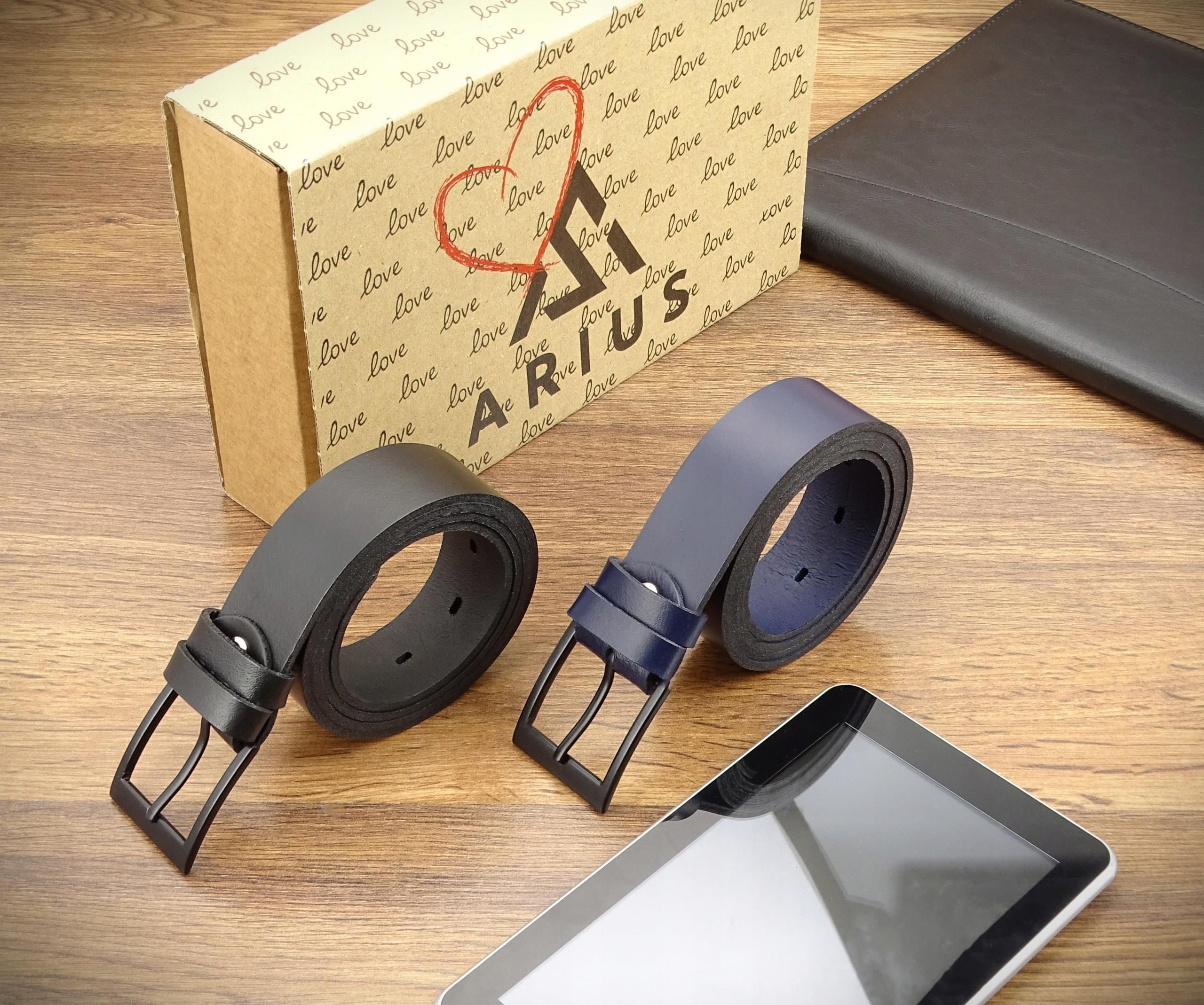 Polski Skórzany pasek męski klasyczny dwupak Czarny i Granat 2w1 - Ceny ...