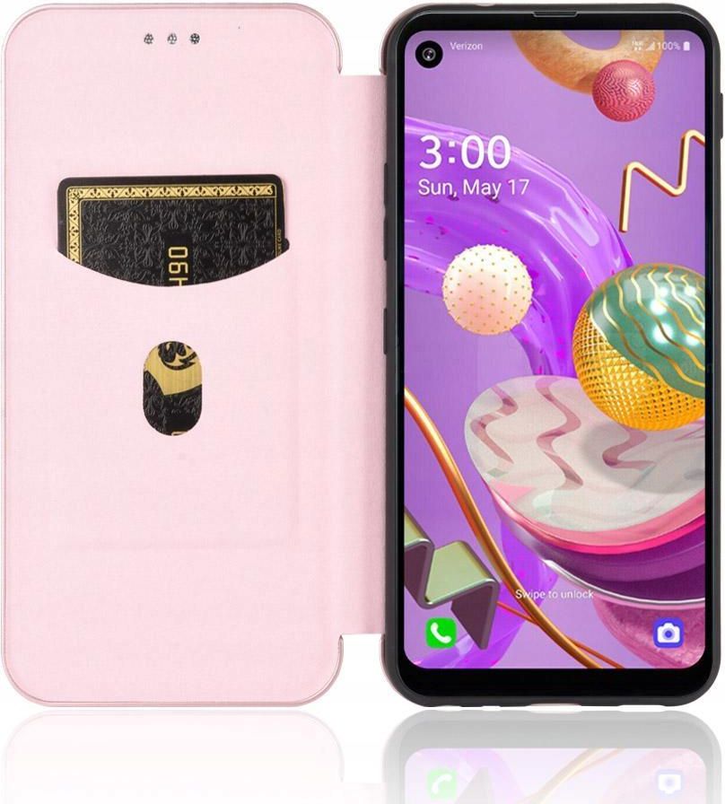 Case For Lg Q70 Magnetic Carbon Fiber Card Insertion Leather Folio Flip ...