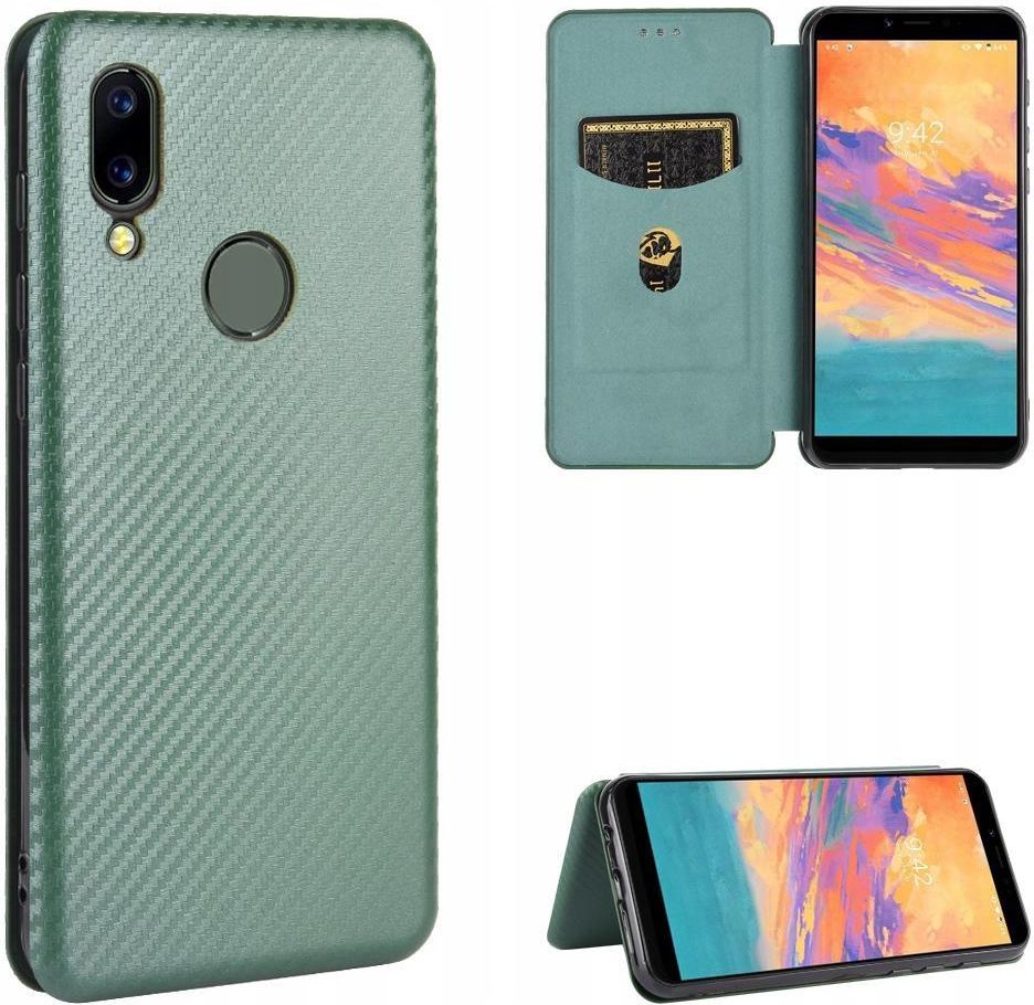 Case For Umidigi A3S Magnetic Carbon Fiber Full Protection Card Leather ...