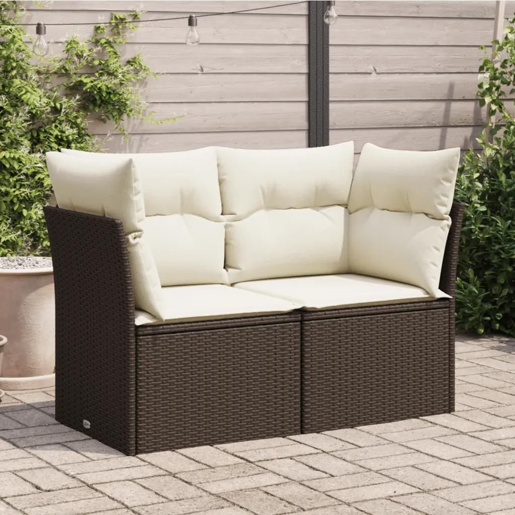 VidaXL Sofa Ogrodowa Z Poduszkami 2-Osobowa Brązowa Polirattan 366201 ...
