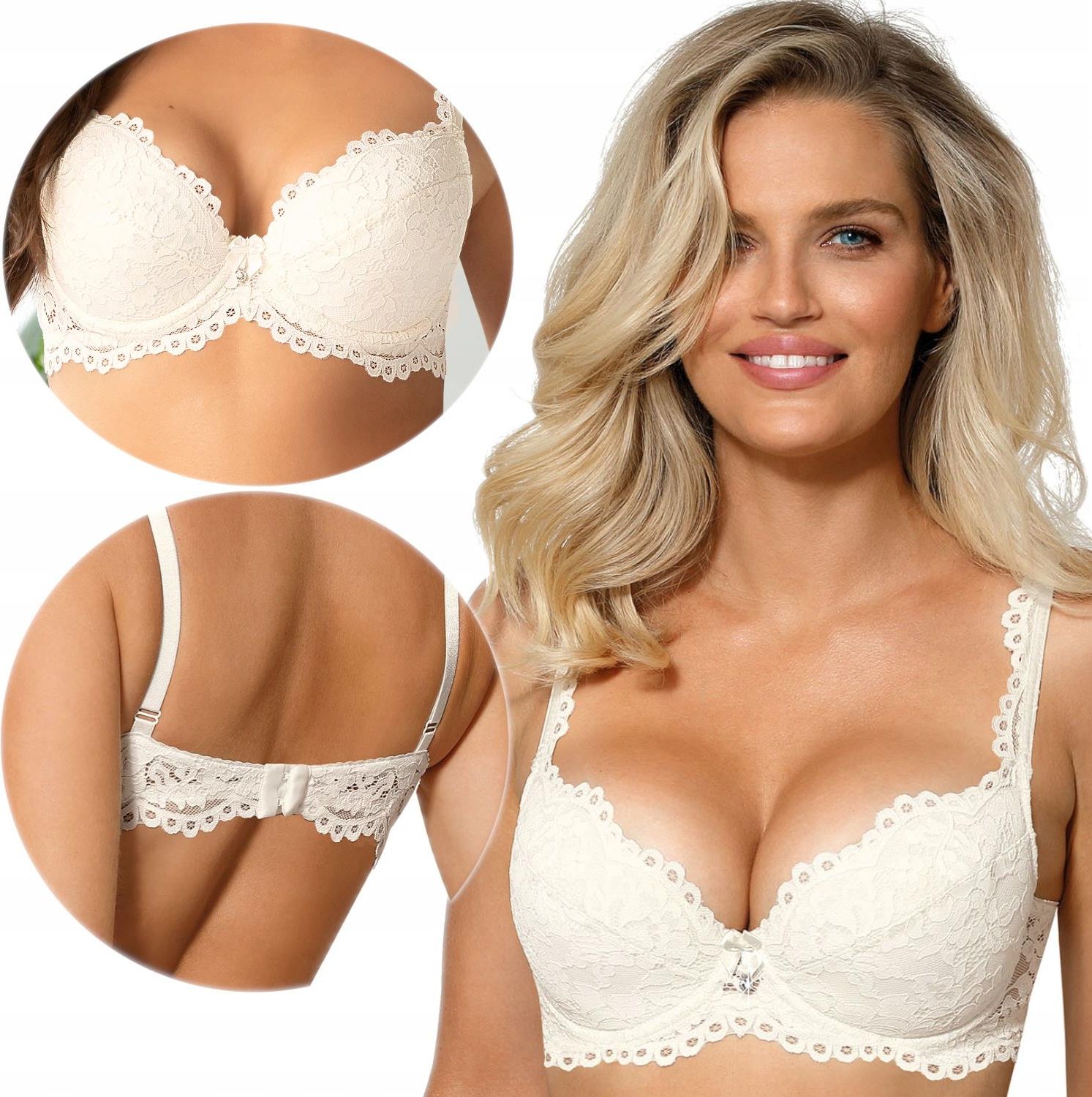 Newia Biustonosz push-up koronka ślub *80B* ecru - Ceny i opinie - Ceneo.pl