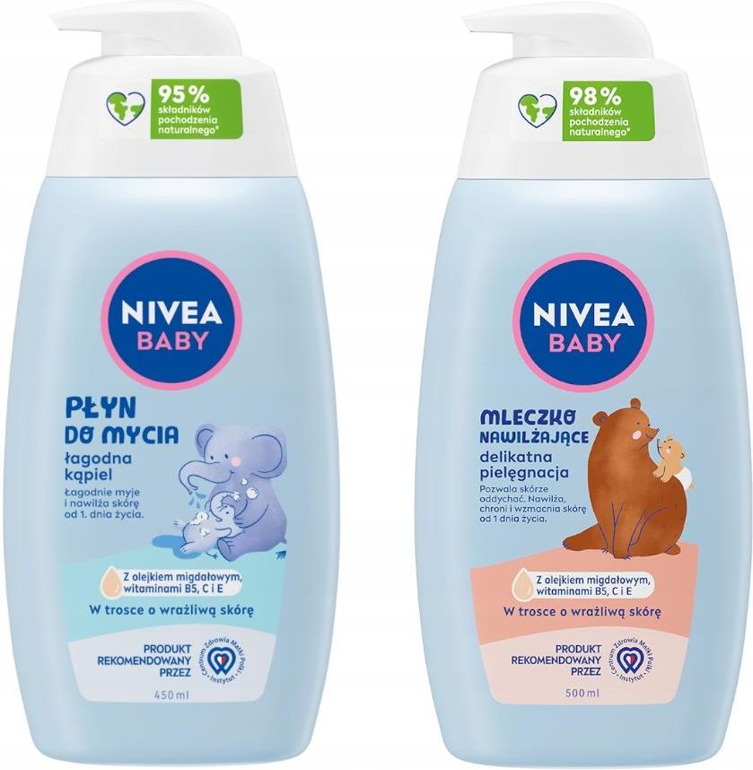 Nivea Baby Płyn Do Mycia Dla Dzieci 450Ml + Mleczko Nawilżające 500Ml - Ceny i opinie - Ceneo.pl