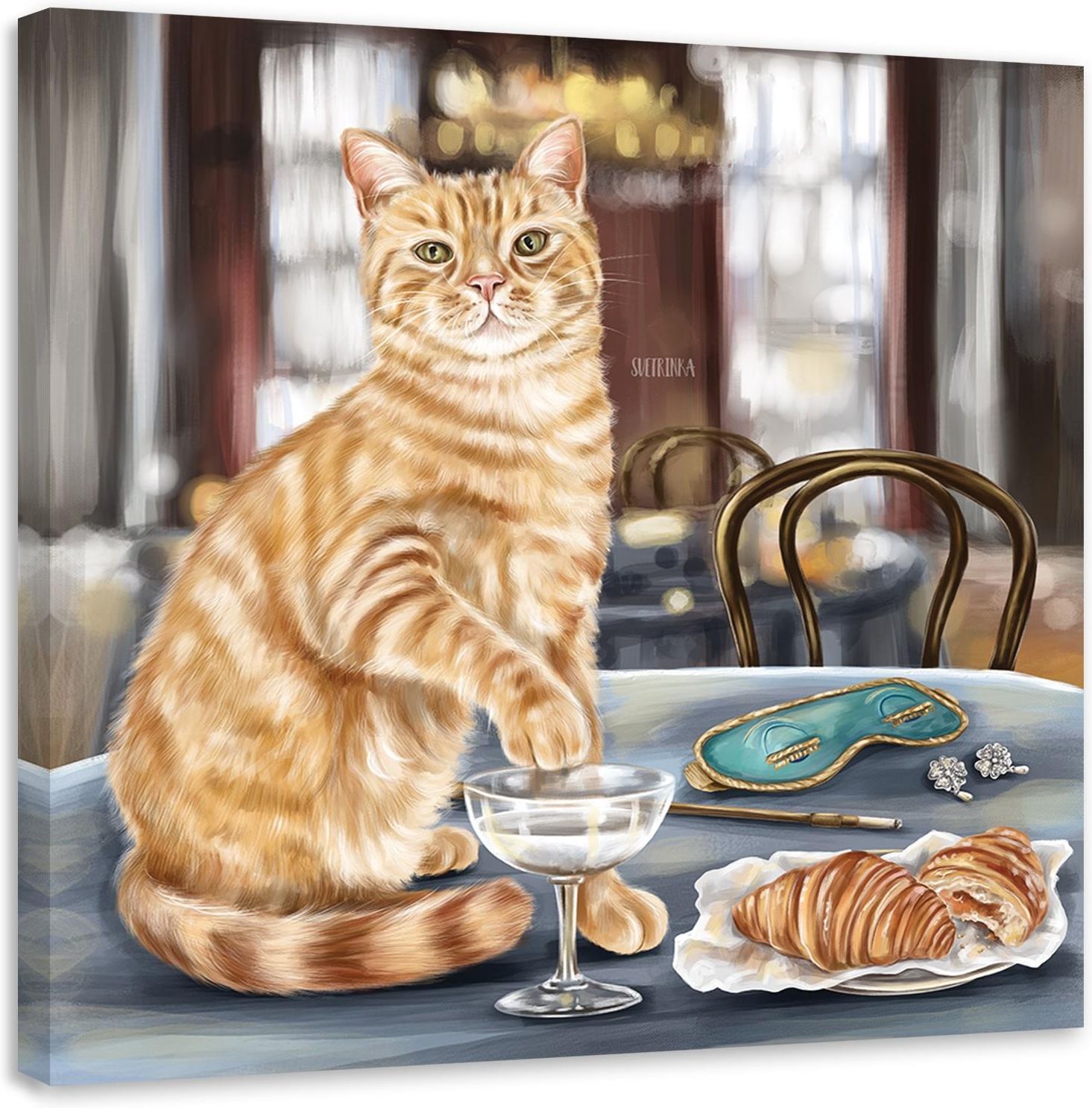Feeby Obraz Na Płótnie Rudy Kot Wykwintnej Kolacji Svetrinka.Art 40X40 ...