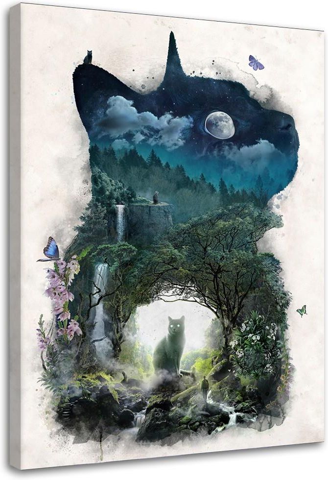 Feeby Obraz Na Płótnie Postać Kota I Las Barrett Biggers 40X60 - Opinie ...