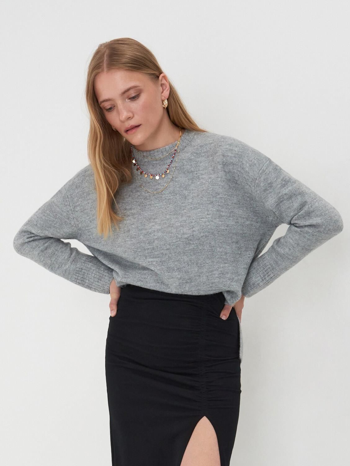 Sinsay Sweter elegancki 8923E-09M Szary - Ceny i opinie - Ceneo.pl