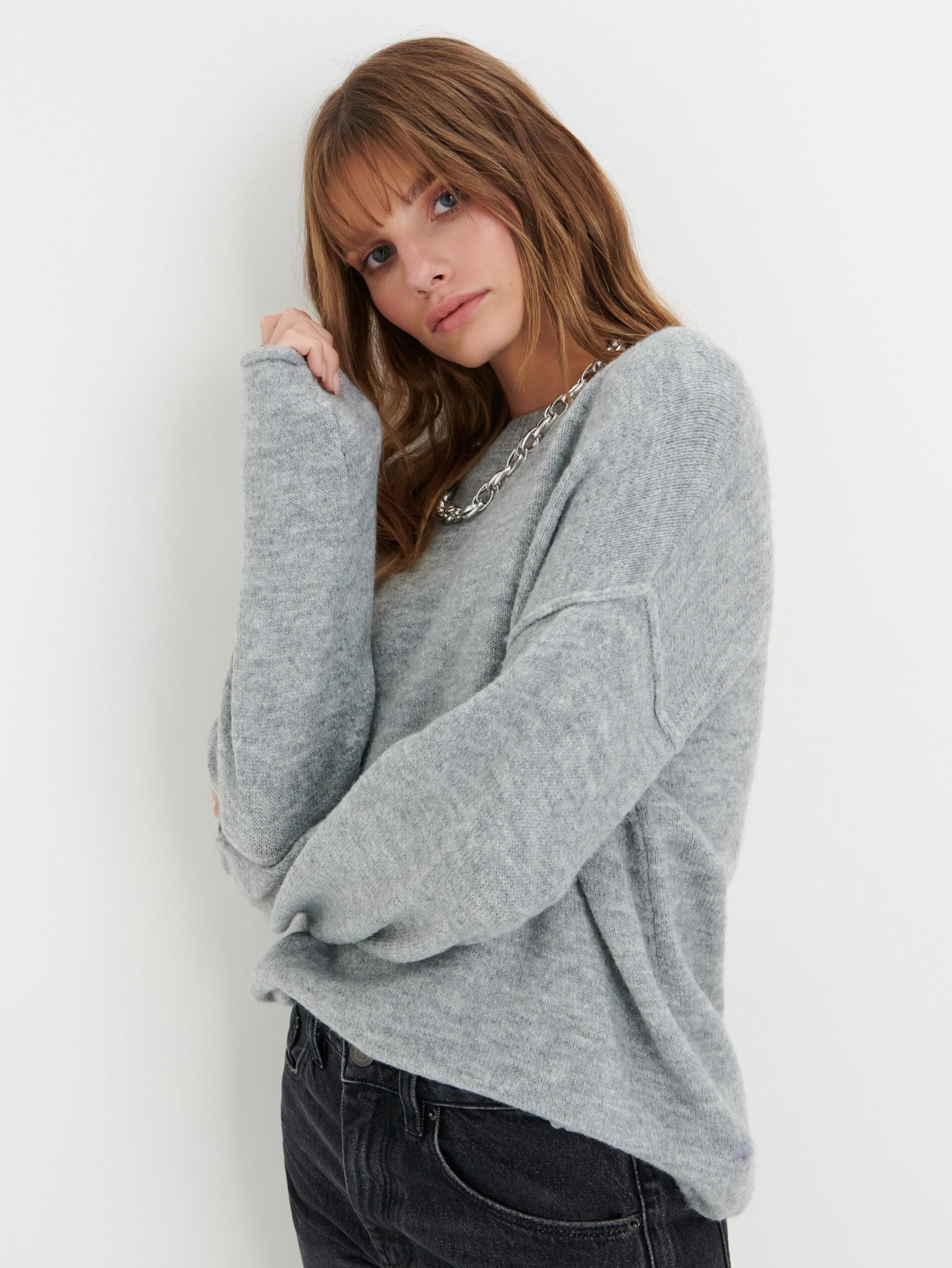 Sinsay Sweter oversize 8938E-09M Szary - Ceny i opinie - Ceneo.pl