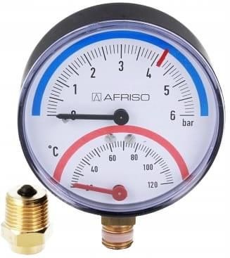 Akcesoria grzewcze Afriso Termomanometr Dolny 80mm 20-120C 0-6 Bar 63338 - Opinie i ceny na Ceneo.pl