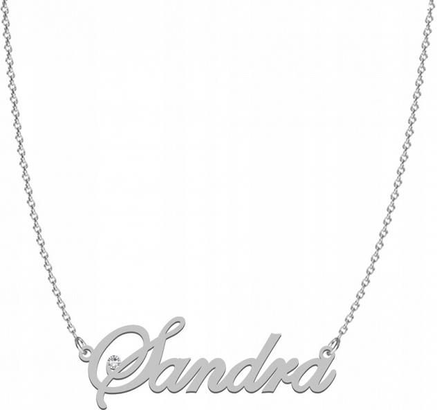 Naszyjnik srebrny z imieniem Sandra srebro 925 Prezent Kobieta Urodziny ...