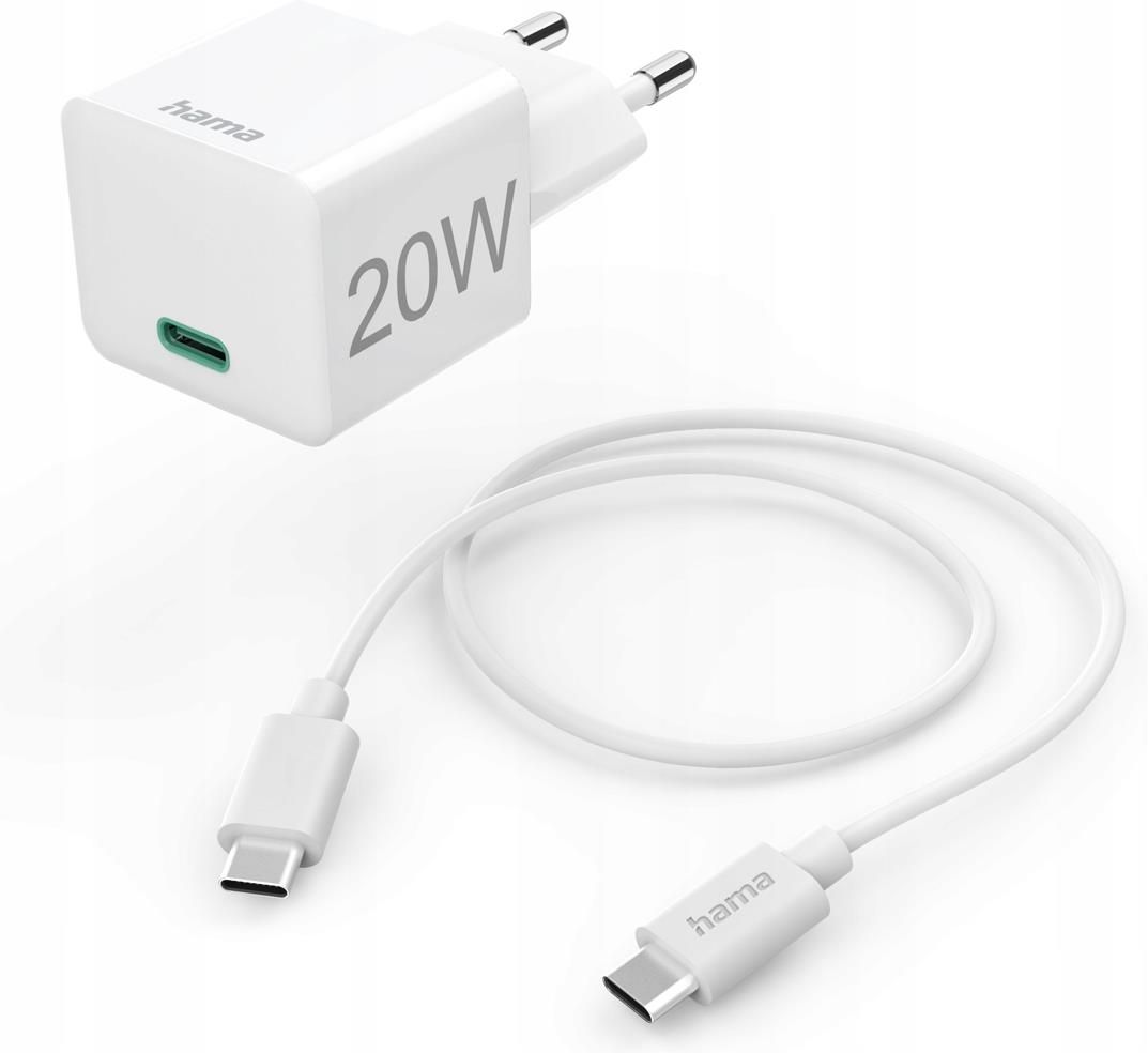 Hama Ładowarka sieciowa mini 20W kabel Lightning typ-C biała (201675 ...
