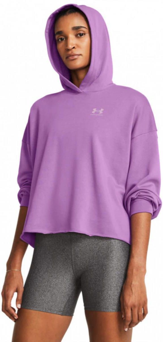 Damska bluza dresowa nierozpinana z kapturem Under Armour UA Rival Terry OS Hoodie - fioletowa ...