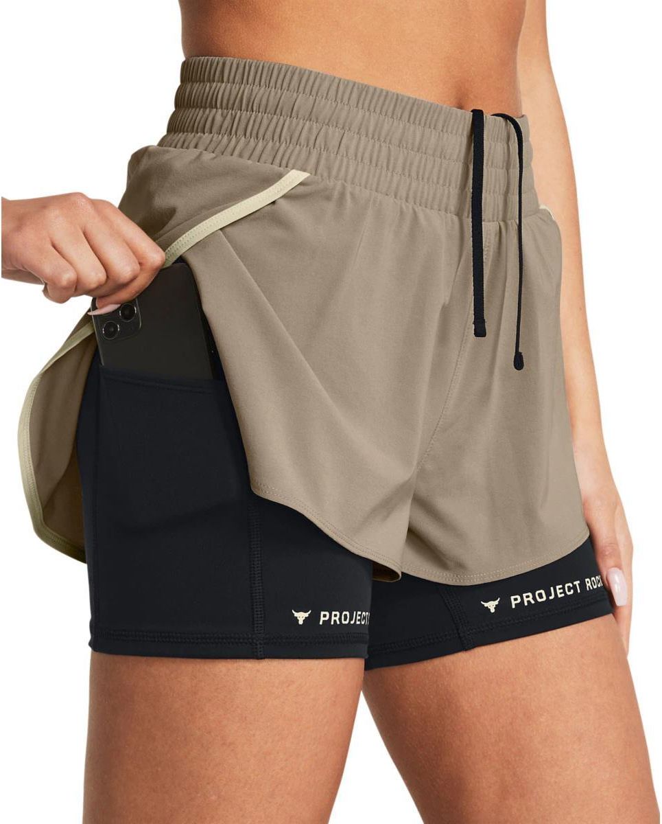 Damskie spodenki treningowe Project Rock Flex Short - beżowe - Ceny i ...