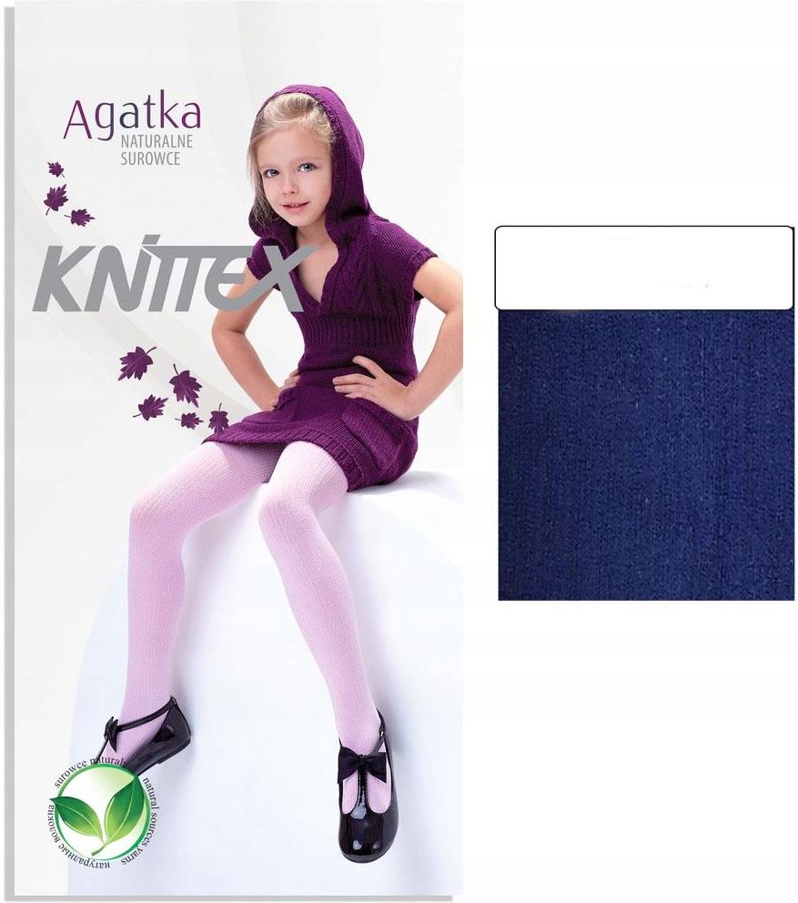 Rajstopki dziecięce Agatka rajstopy z wiskozy knittex 116-122 granatowe ...