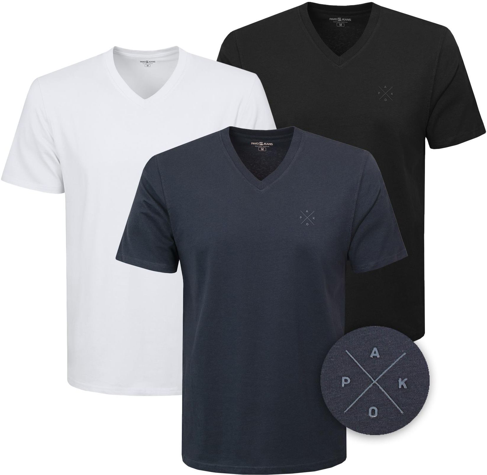 Zestaw T-shirt koszulka męska w serek Rick bawełna Komplet 3-PAK Pako ...