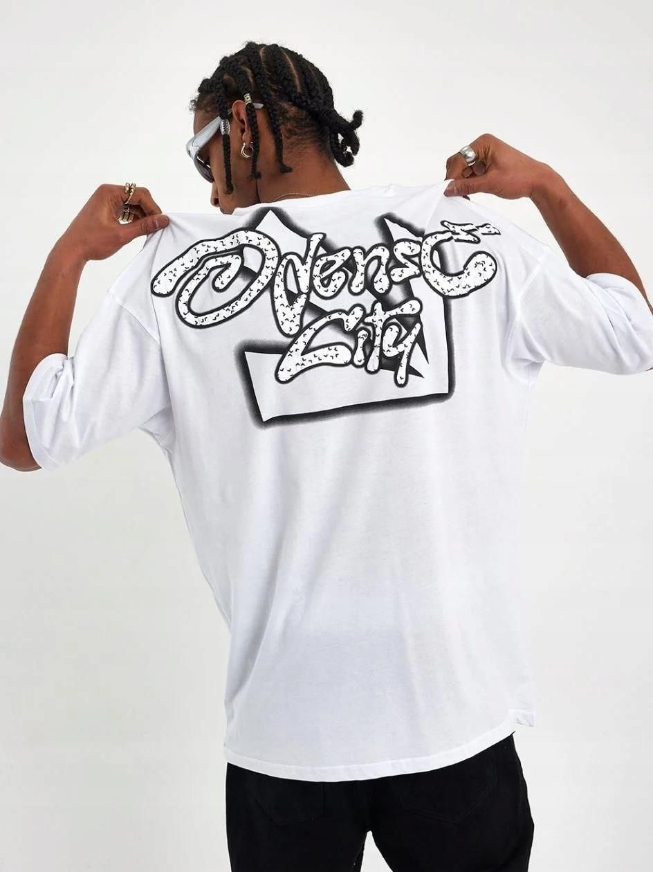 T-shiert Koszulka Męska Z Krótkim Rękawem Graffity Oversize Biała Yep ...