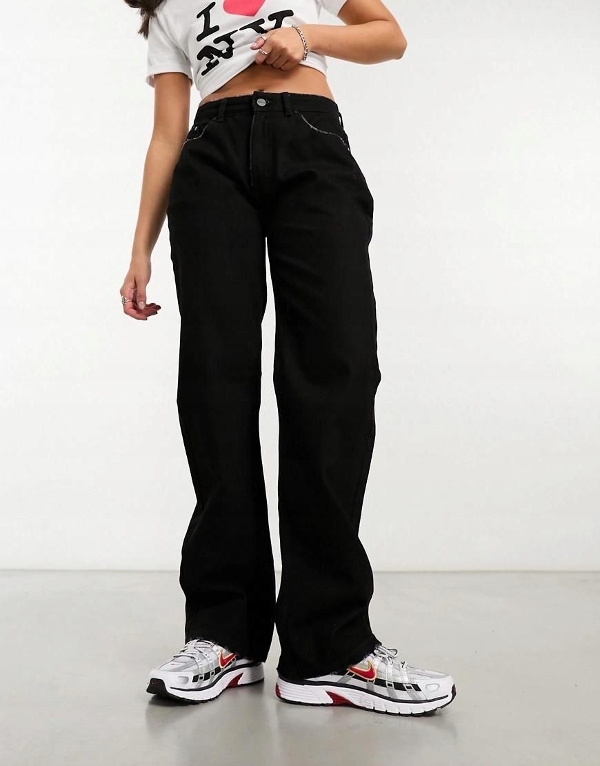 Waven Czarne Luźne Spodnie Jeansy Proste Nogawki H8J NG7__XL - Ceny i ...