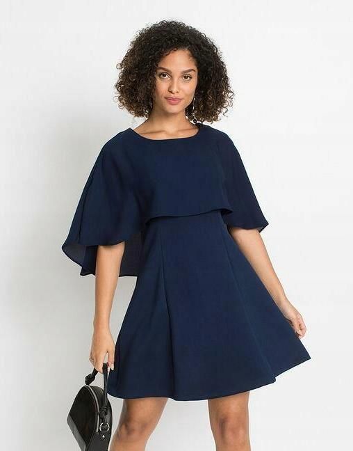 Bodyflirt Granatowa Sukienka Falbana E3Y XXH__48 - Ceny i opinie - Ceneo.pl