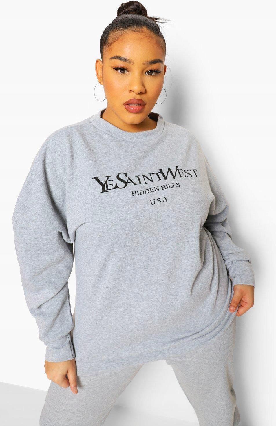 Boohoo Klasyczna Szara Bluza Dresowa Napis Nadruk Stk NG6__XXL - Ceny i opinie - Ceneo.pl