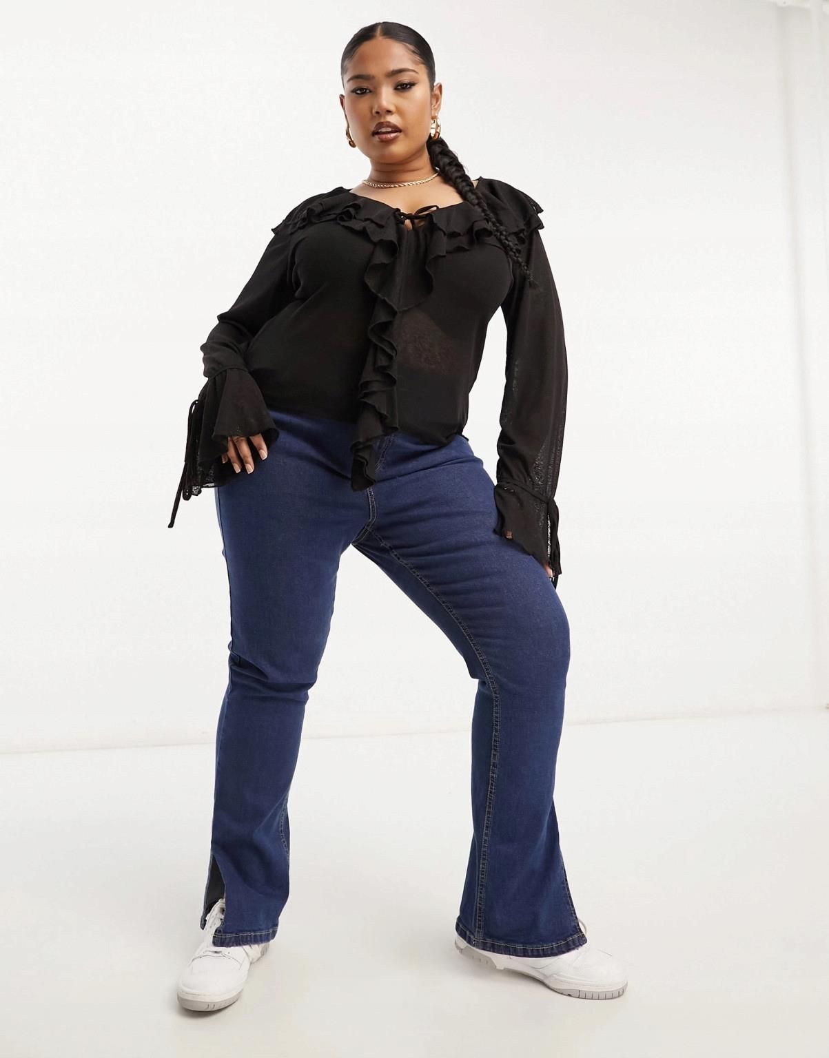 River Island bgw mgiełka falbana bluzka czarna wiązanie 54 - Ceny i ...