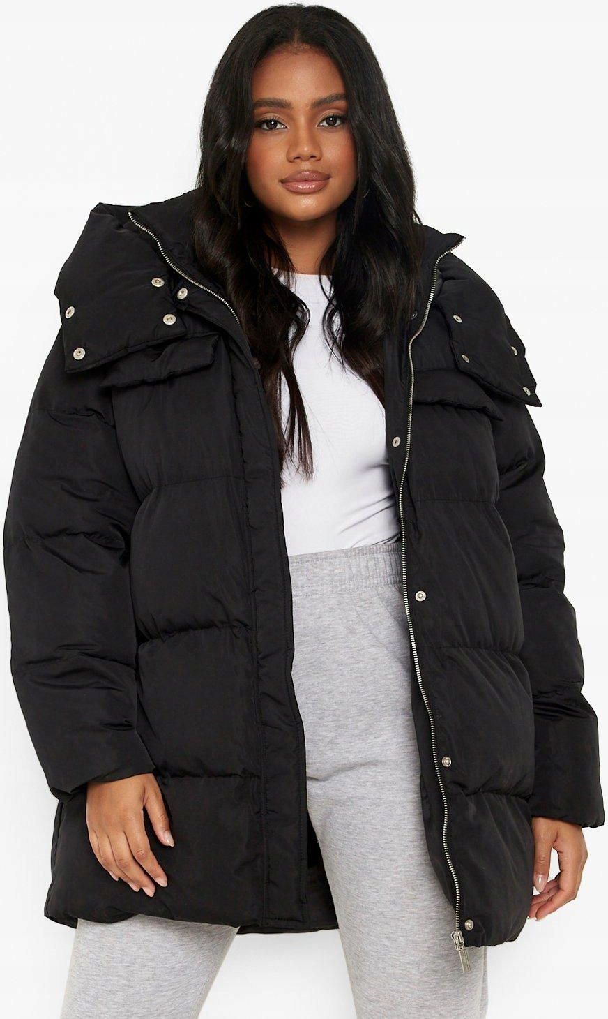 Boohoo Czarna Pikowana Kurtka Z Kapturem 2GA NG6__M - Ceny i opinie - Ceneo.pl