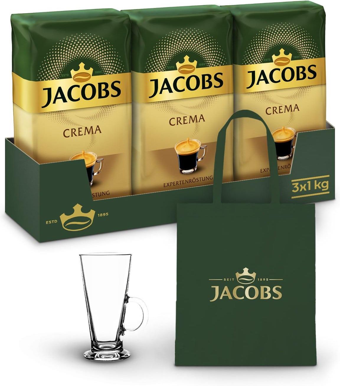 Kawa Jacobs Zestaw Ziarnista Crema 3X1kg - Ceny i opinie - Ceneo.pl