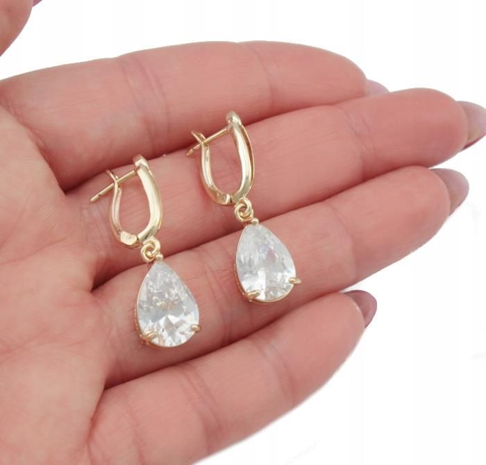 Stainless Steel Złote Kolczyki Ze Stali Chirurgicznej Kryształowe Łezki ...