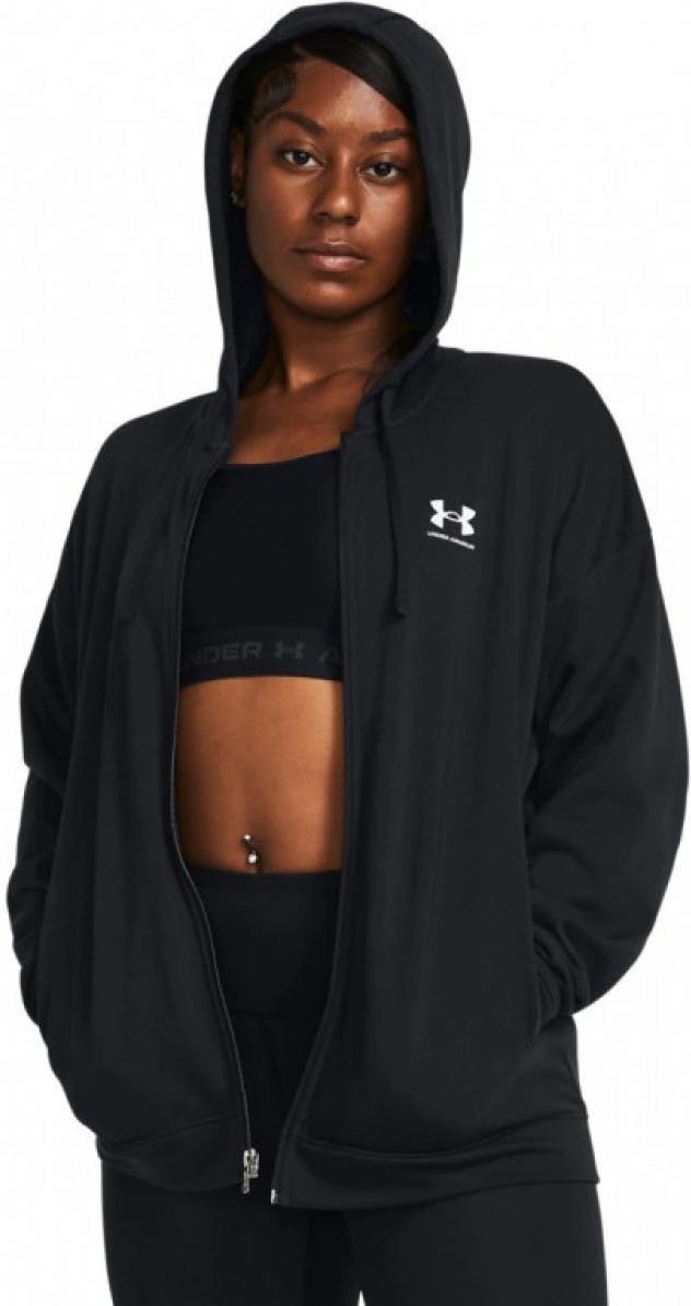 Damska bluza dresowa rozpinana z kapturem Under armour UA Rival Terry OS FZ Hooded - czarna ...