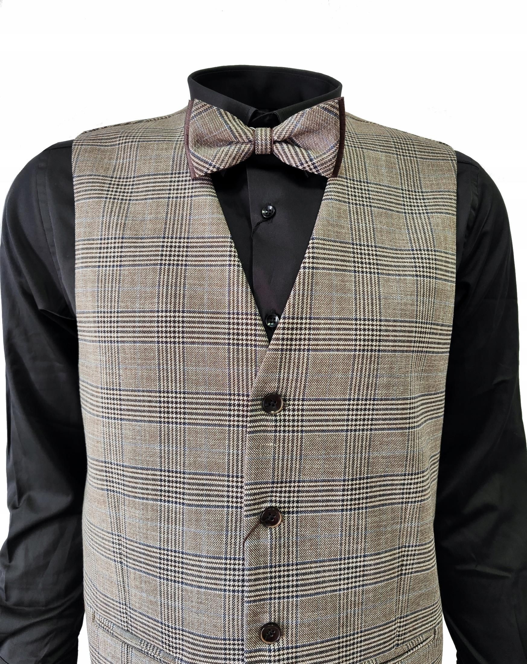Kamizelka męska wizytowa w kratke BRĄZ 52 - Ceny i opinie - Ceneo.pl