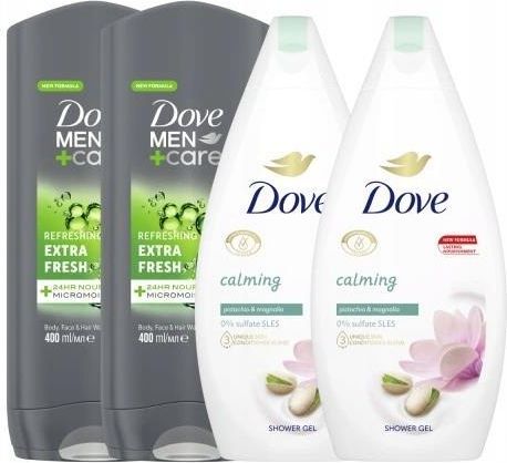 Dove żel pod prysznic Calming 2 x 450ml + Dove Men Extra Fresh 2 x ...