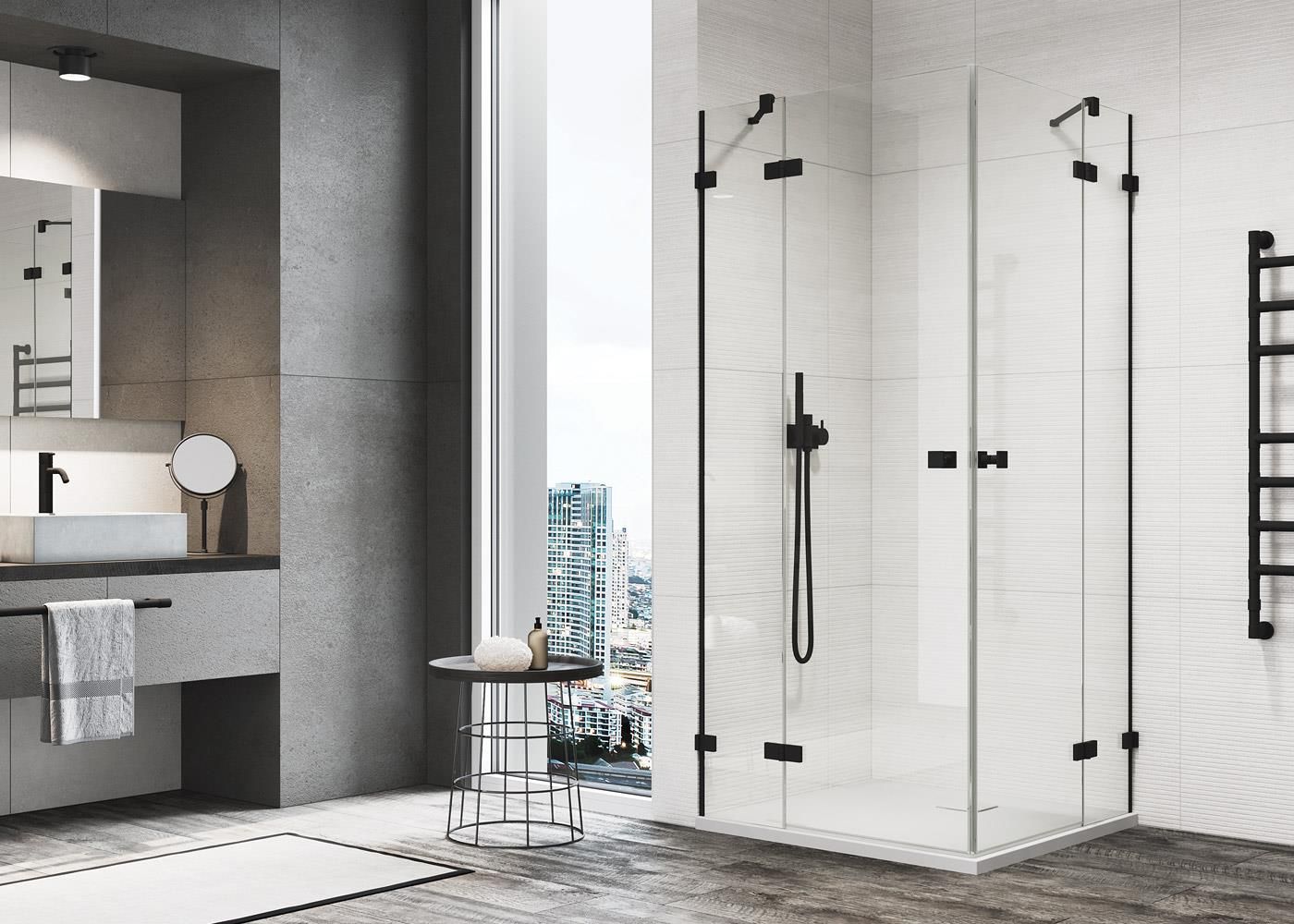 Kabina prysznicowa Sanswiss Annea 75x80 Czarny Mat AN13WG07500607 ...