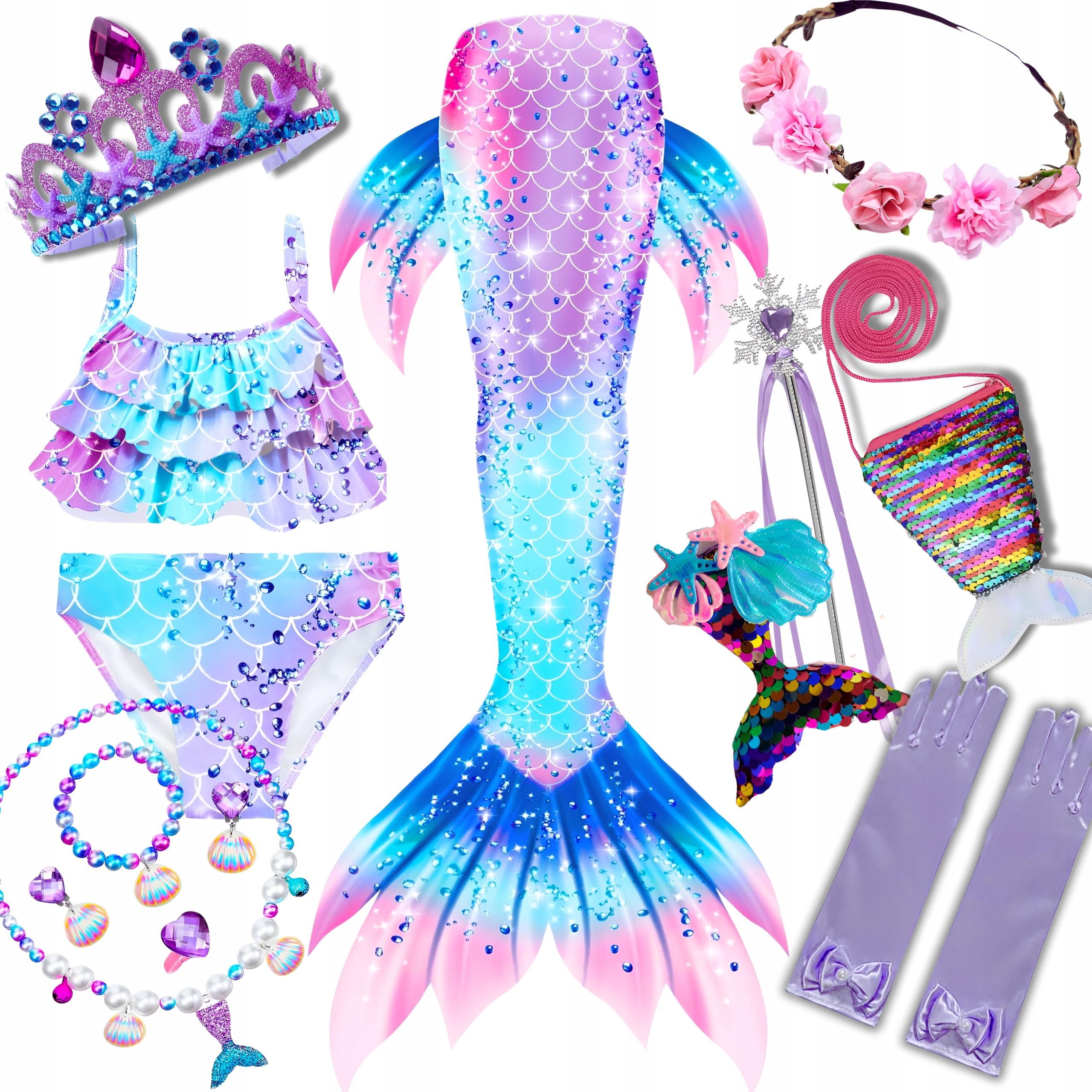 13w1 Syreni Ogon Strój Kąpielowy Syrenka Kostium Syrena Zestaw Z3 r ...